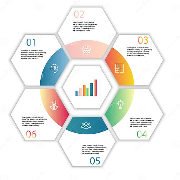 Infographic Rectangle Hexagon Shape Vector Template Process Concept ...