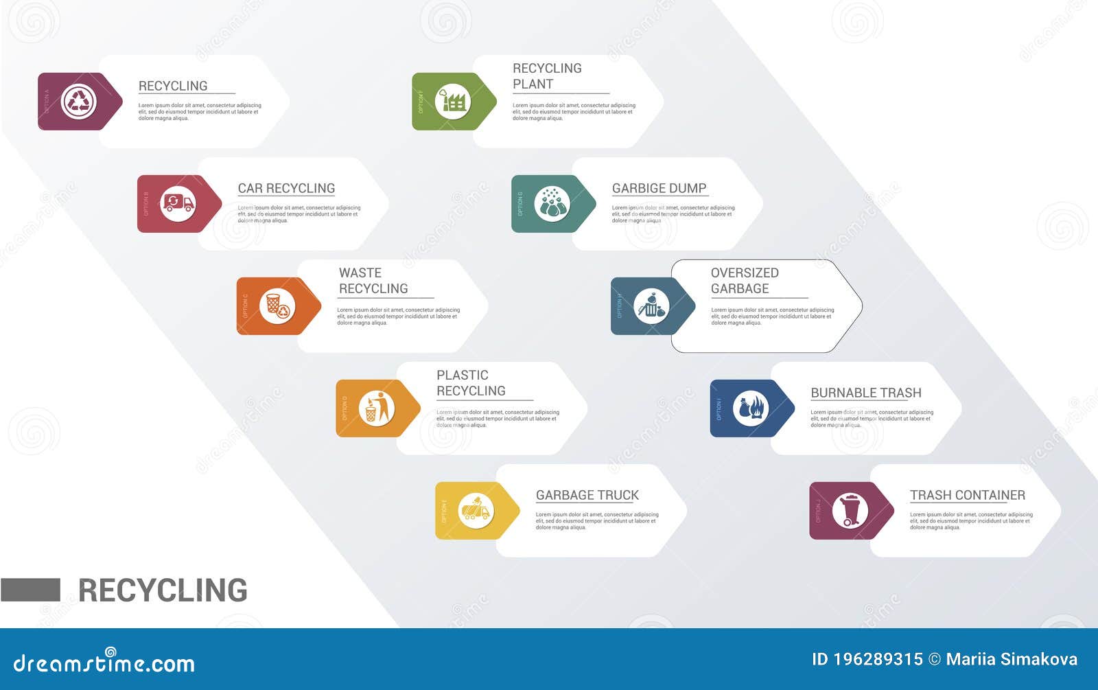 Infographic Recycling Template. Icons in Different Colors. Include ...