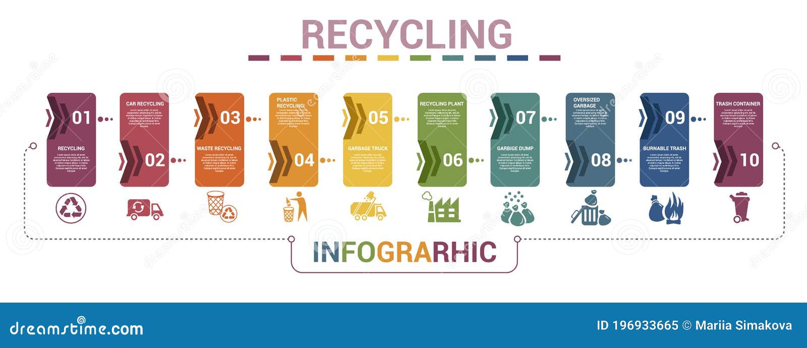 Infographic Recycling Template. Icons in Different Colors. Include ...