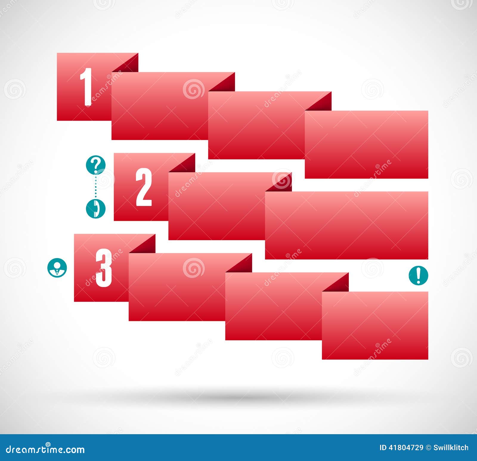 Infographic with Red Ribbon Step Chart Stock Vector - Illustration of ...