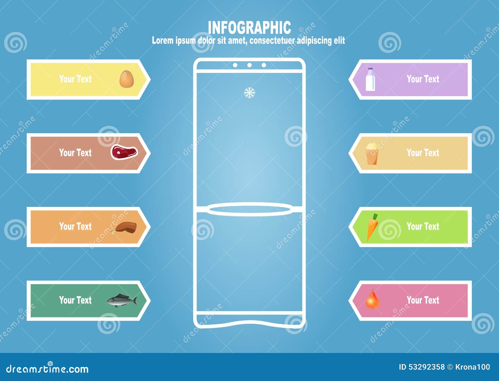 Infographic with Refrigerator End Foodstuff Stock Vector - Illustration ...