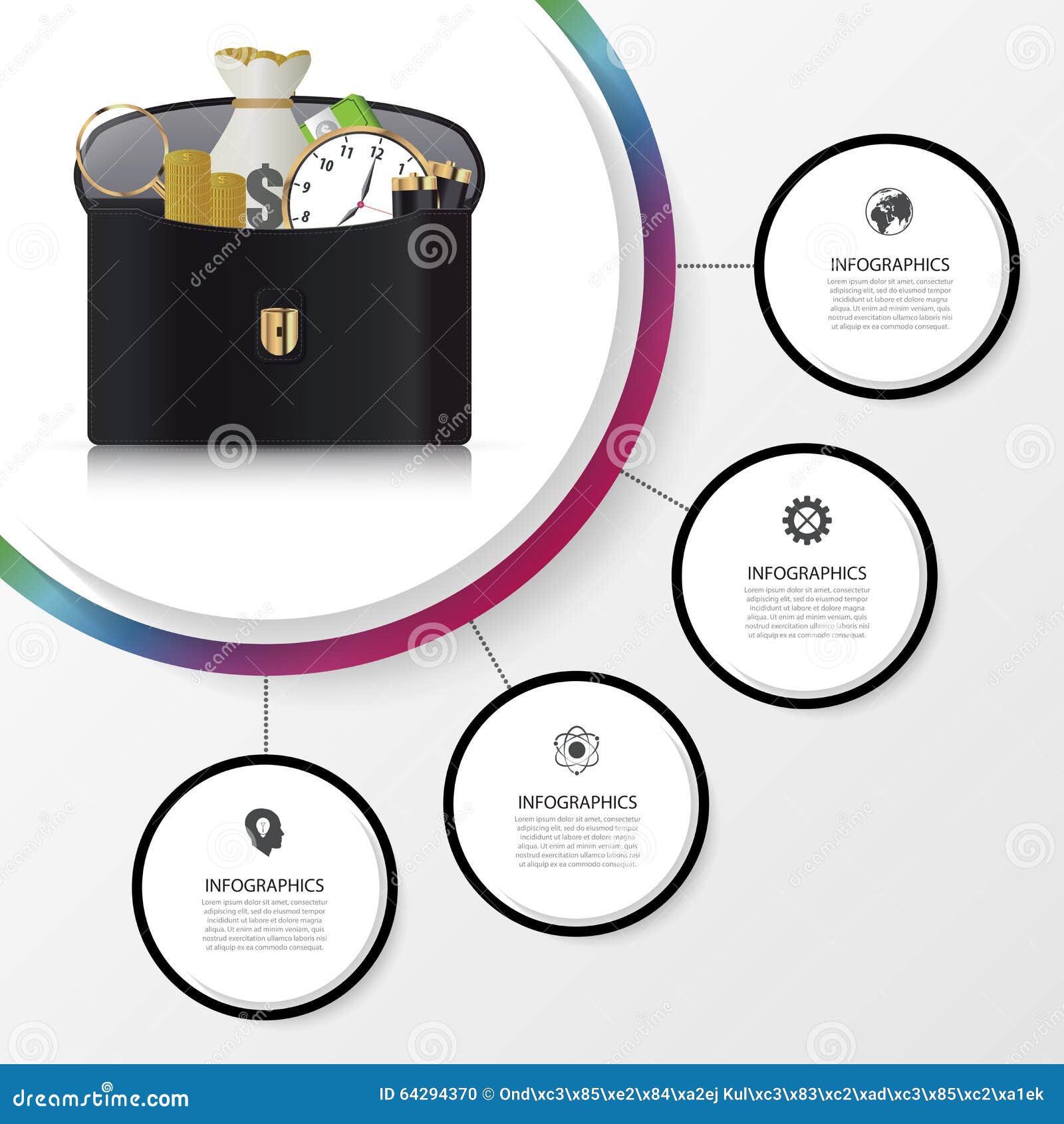 Infographic Report Template with Circles and Icons. Vector Illustration ...