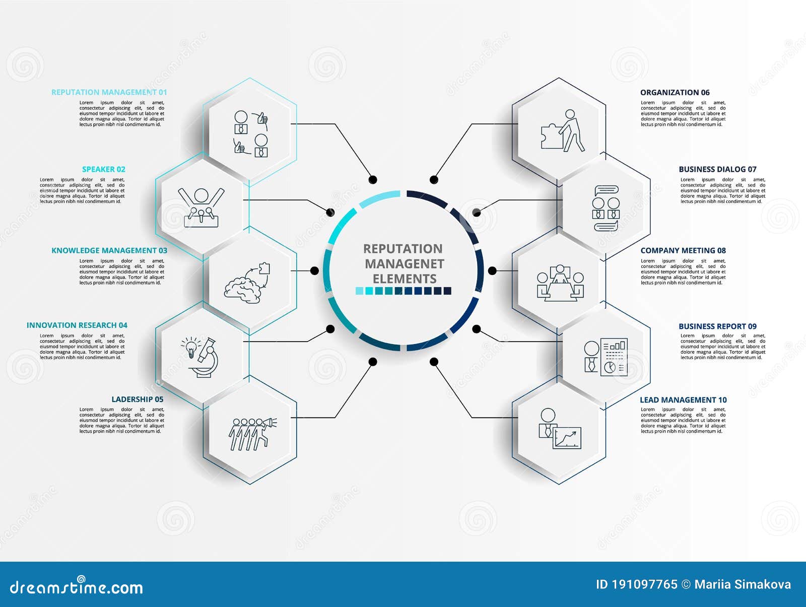 Infographic Reputation Management Template. Icons in Different Colors ...