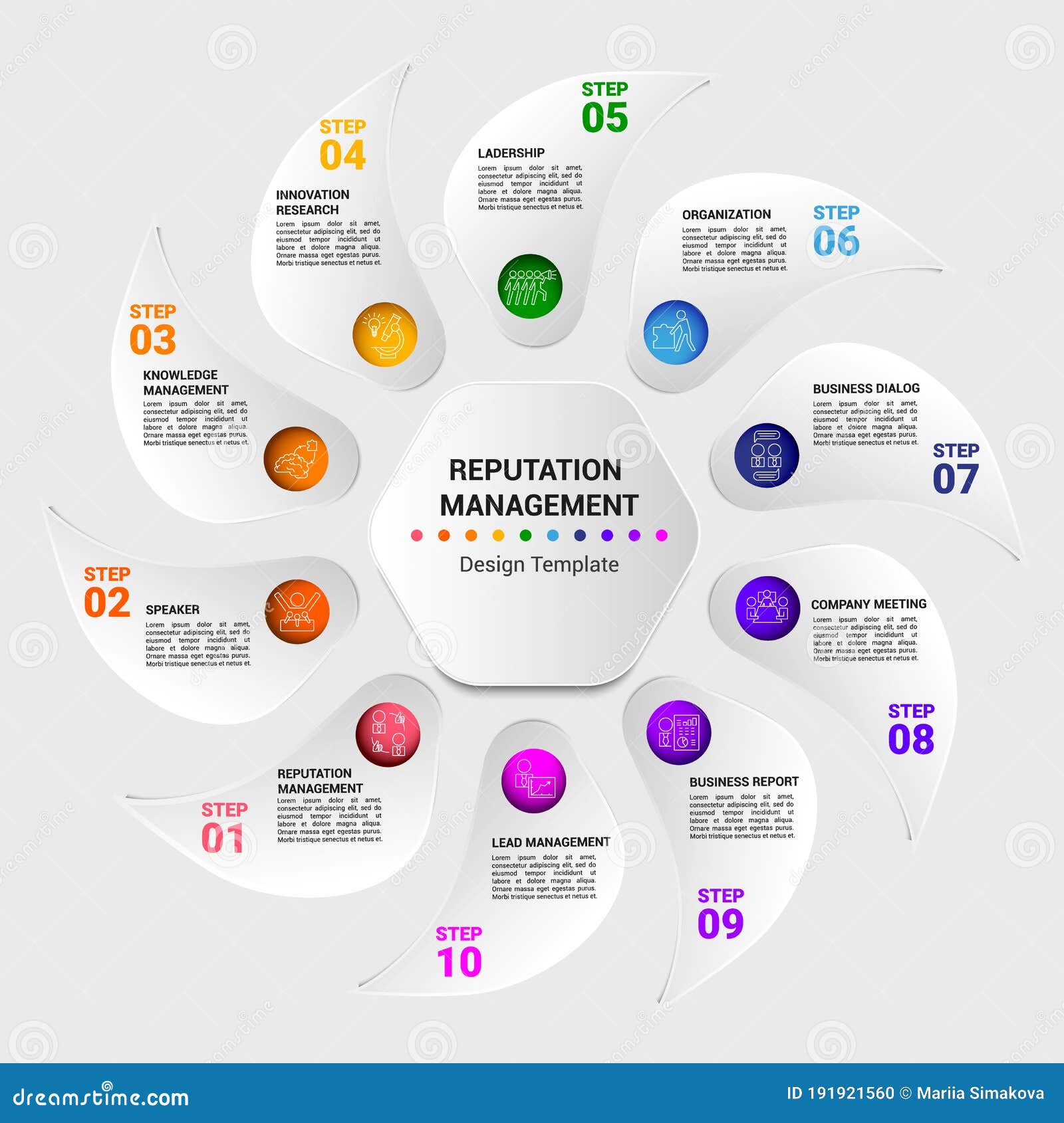 Infographic Reputation Management Template. Icons in Different Colors ...