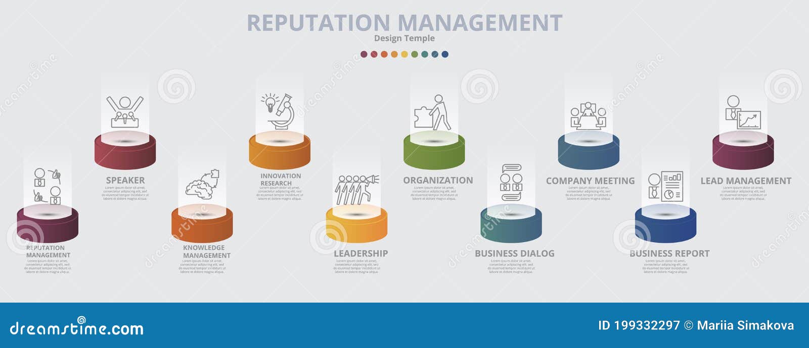 Infographic Reputation Management Template. Icons in Different Colors ...