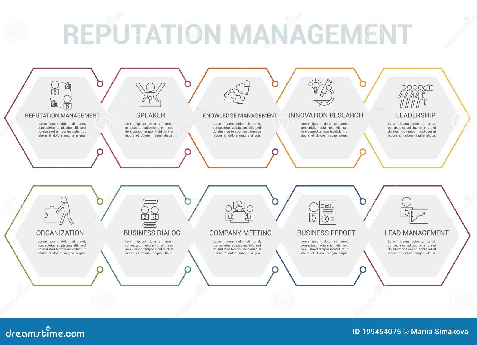 Infographic Reputation Management Template. Icons in Different Colors ...