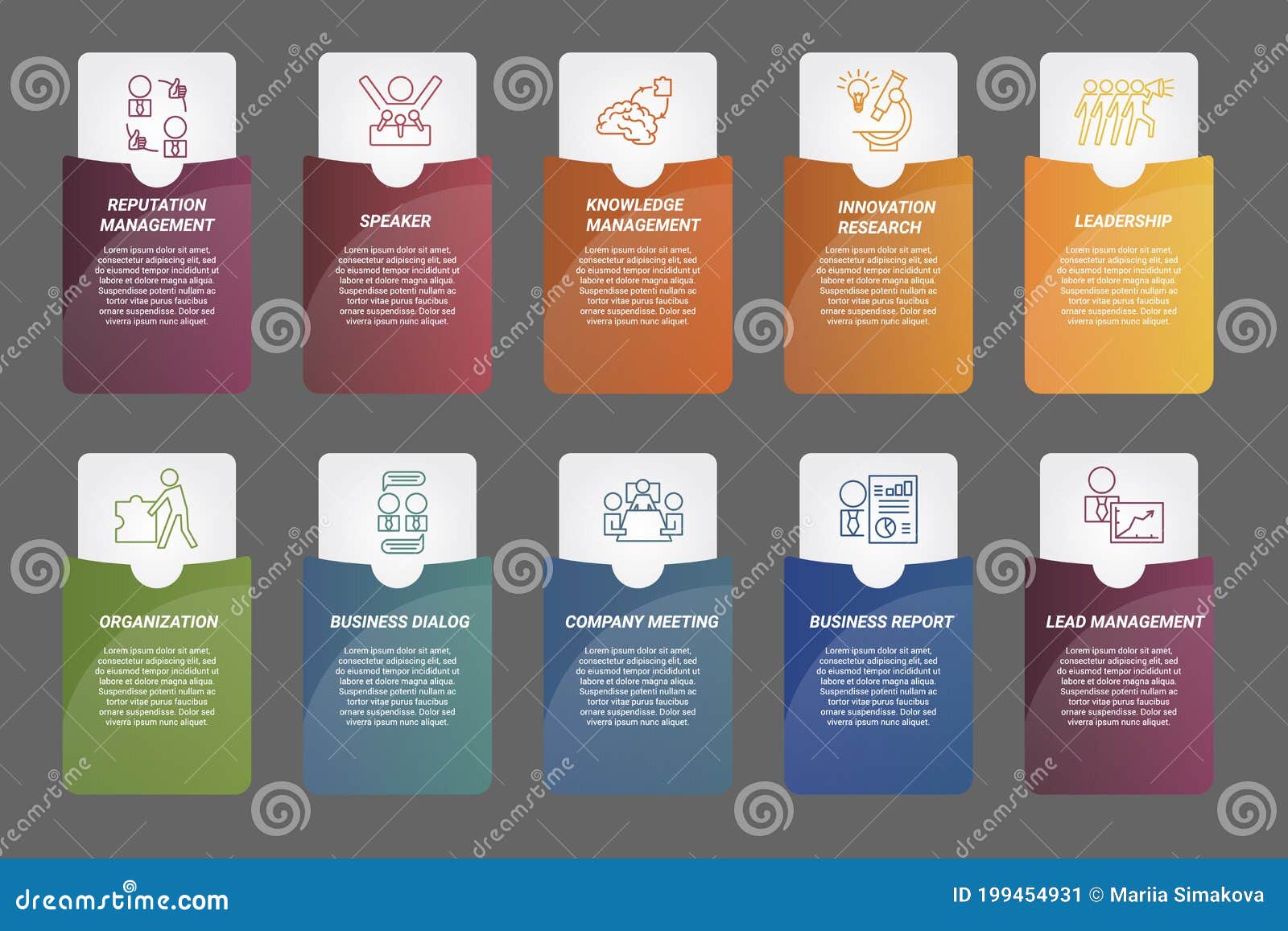 Infographic Reputation Management Template. Icons in Different Colors ...