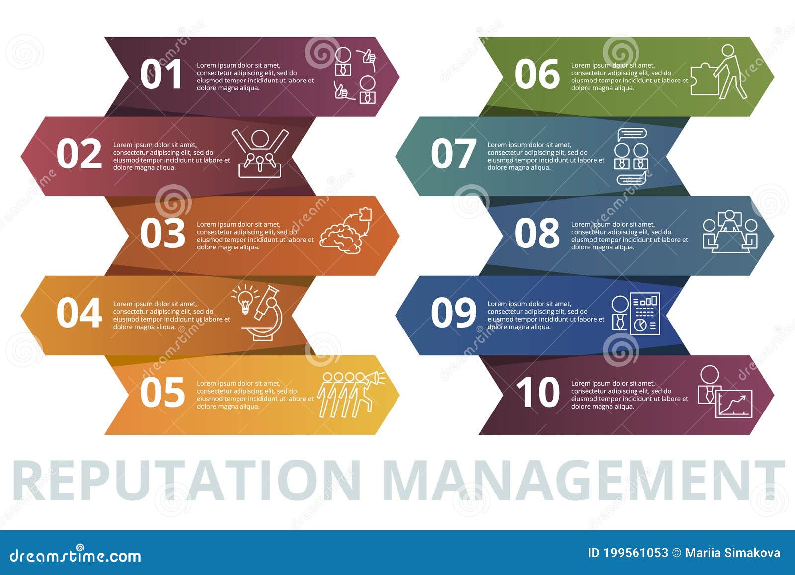 Infographic Reputation Management Template. Icons in Different Colors ...