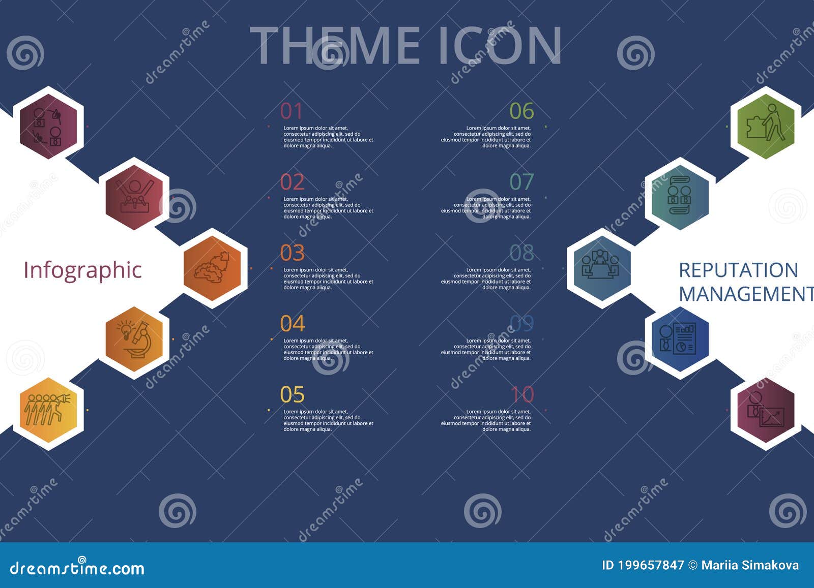 Infographic Reputation Management Template. Icons in Different Colors ...