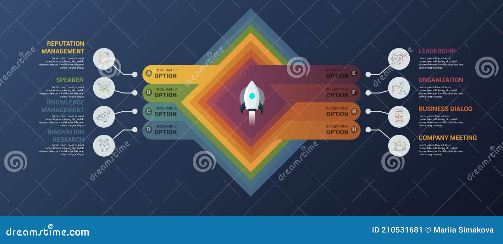 Infographic Reputation Management Template. Icons in Different Colors ...