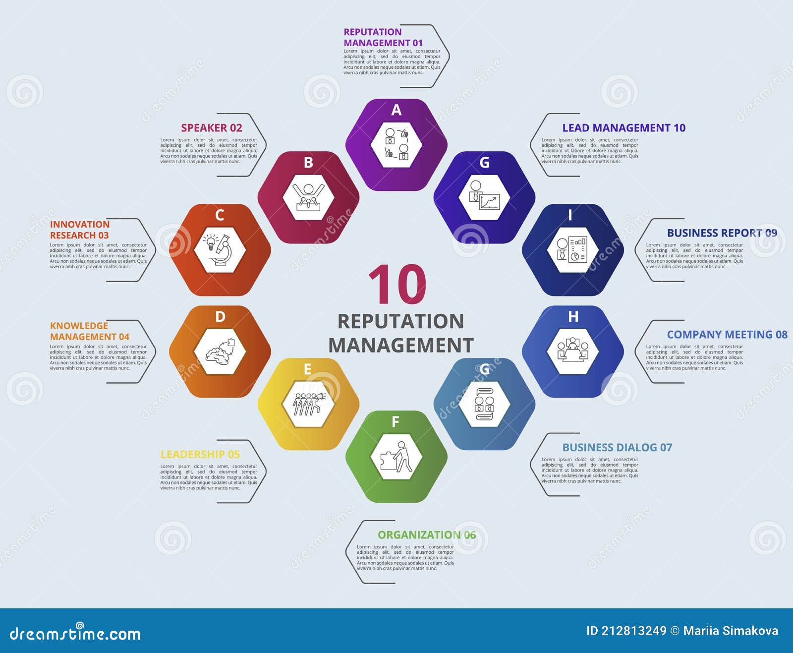 Infographic Reputation Management Template. Icons in Different Colors ...