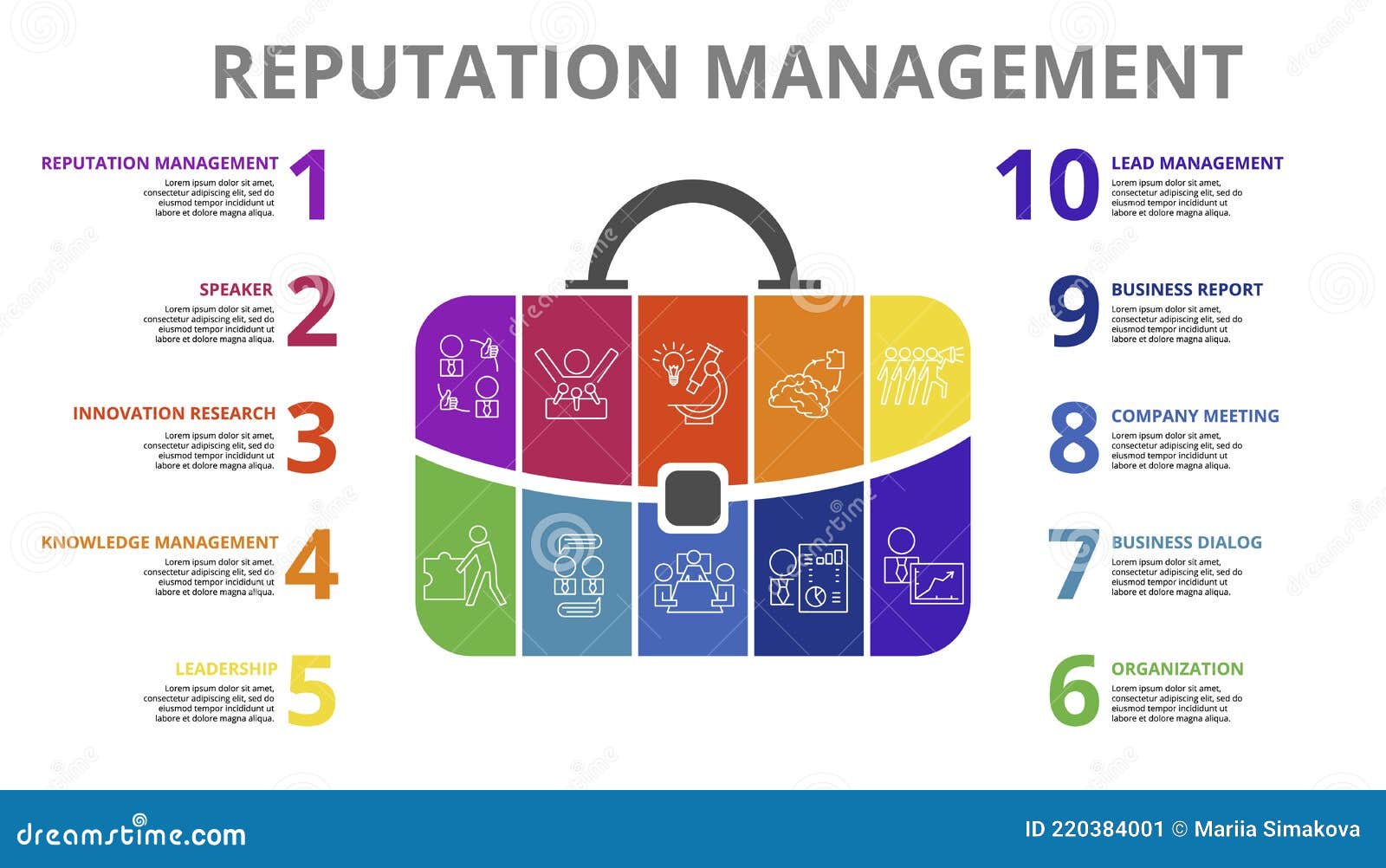 Infographic Reputation Management Template. Icons in Different Colors ...