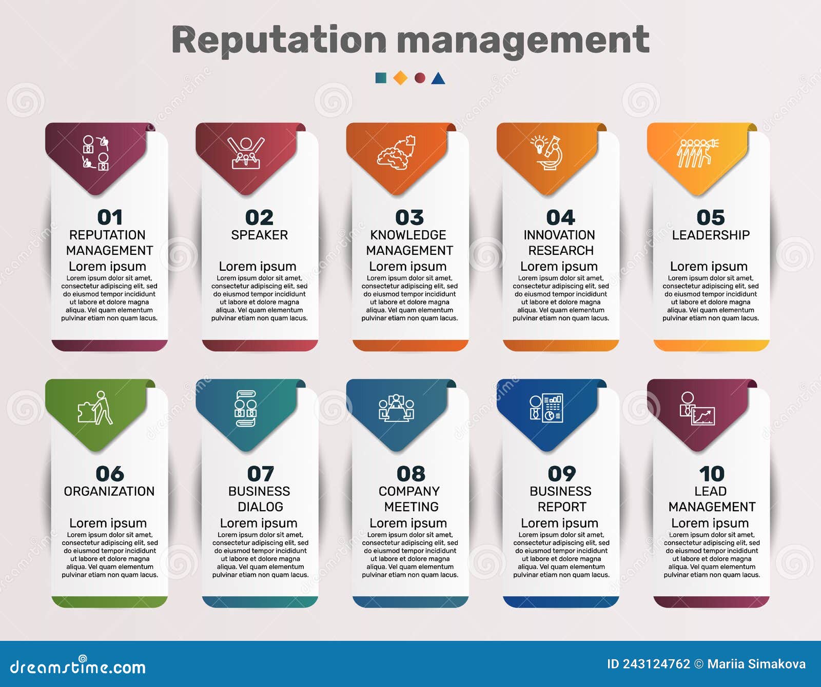 Infographic Reputation Management Template. Icons in Different Colors ...