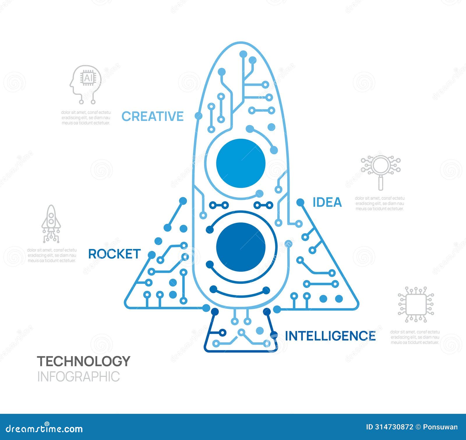 Infographic Rocket Circuit Board Technology Template. 4 Step Design ...