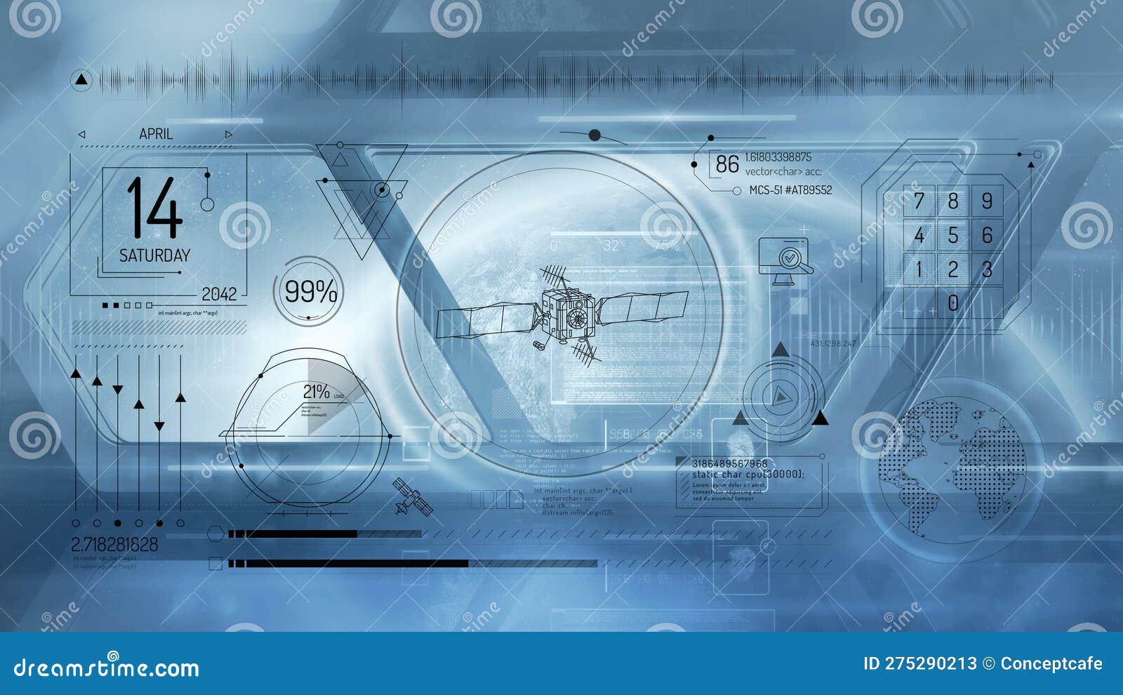 Infographic about Satellite Data on Space Background. Stock ...