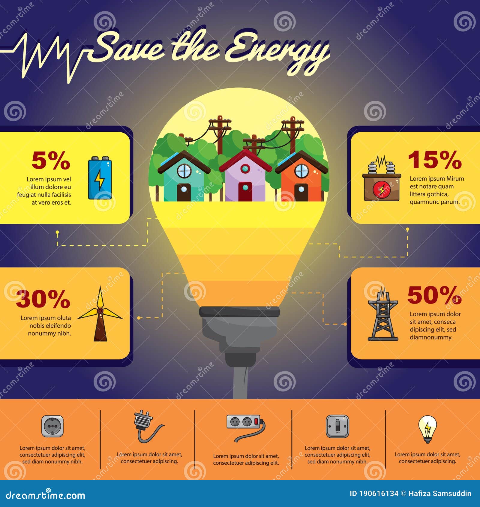 Infographic of Save Energy. Vector Illustration Decorative Design Stock ...