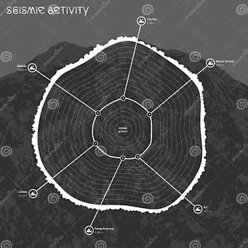 Infographic of Seismic Activity with Mountain on Background Stock ...