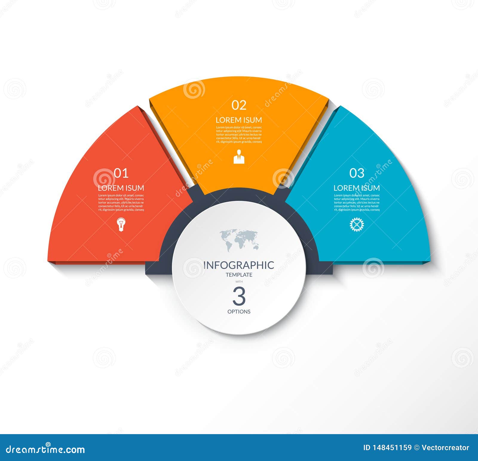 Infographic Semi Circle Template with 3 Options. Stock Vector ...
