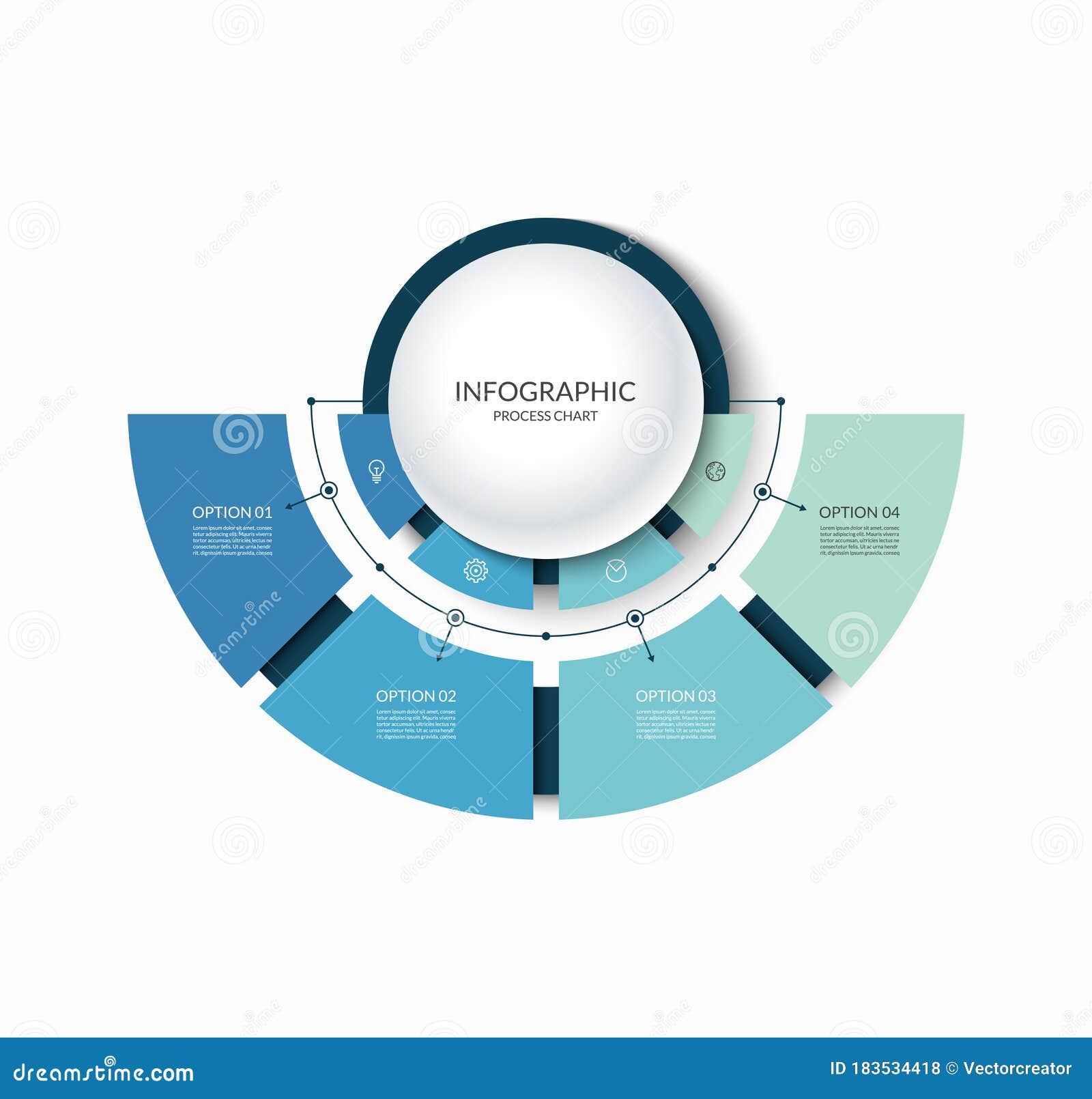 Infographic Semi Circular Chart Divided Into 4 Parts. Step-by Step ... Infographic Semi Circular Chart Divided Into 4 Parts. Step-by Step ...