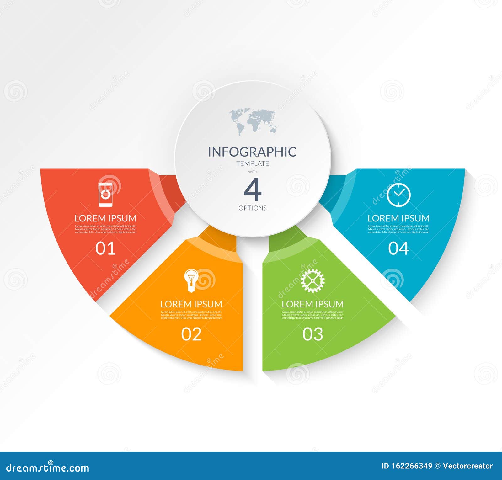 Infographic Semicircle Template with 4 Options. Can Be Used As a Chart ...