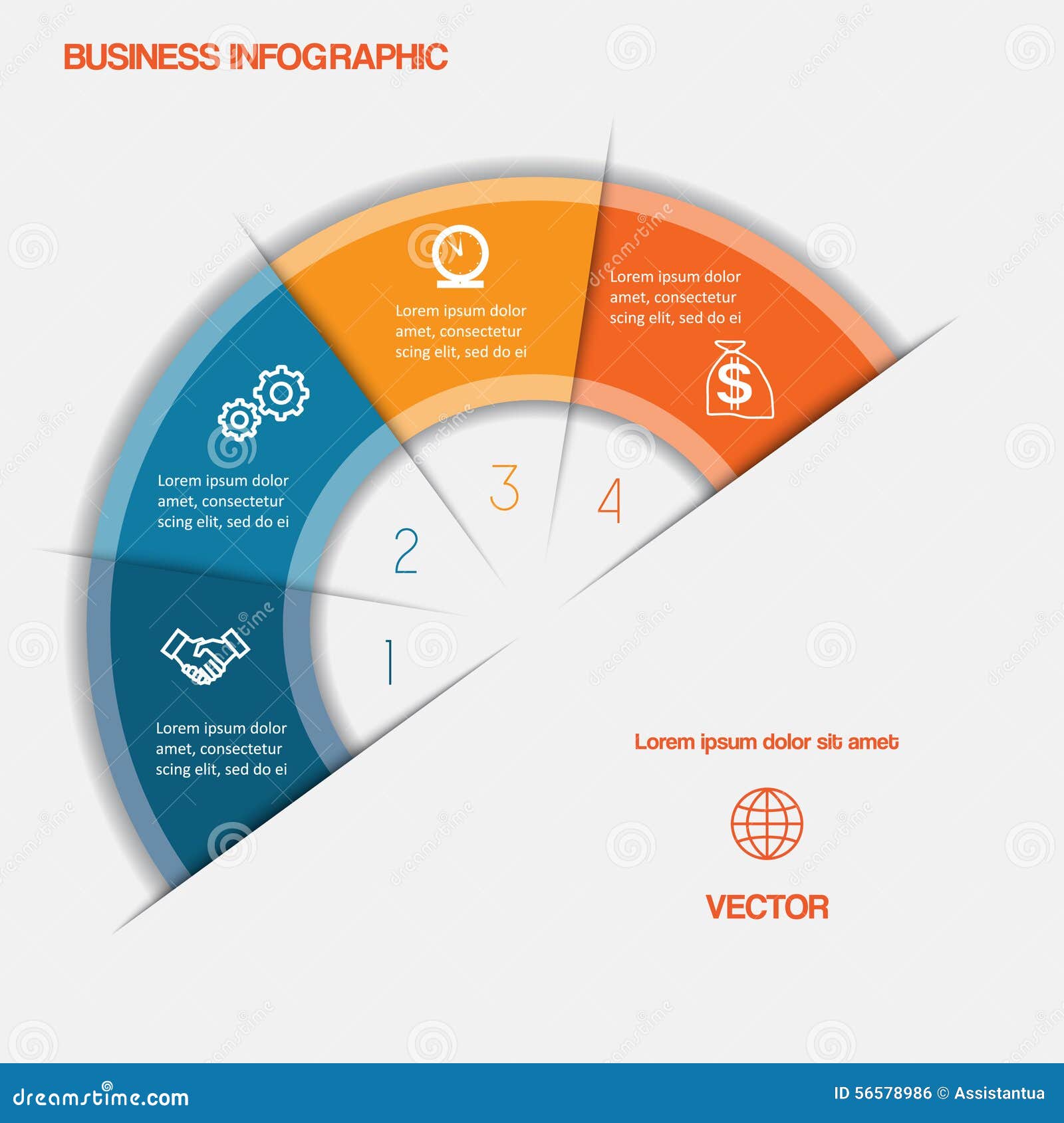 Infographic Semicircle With Text Areas On Four Positions Vector ...