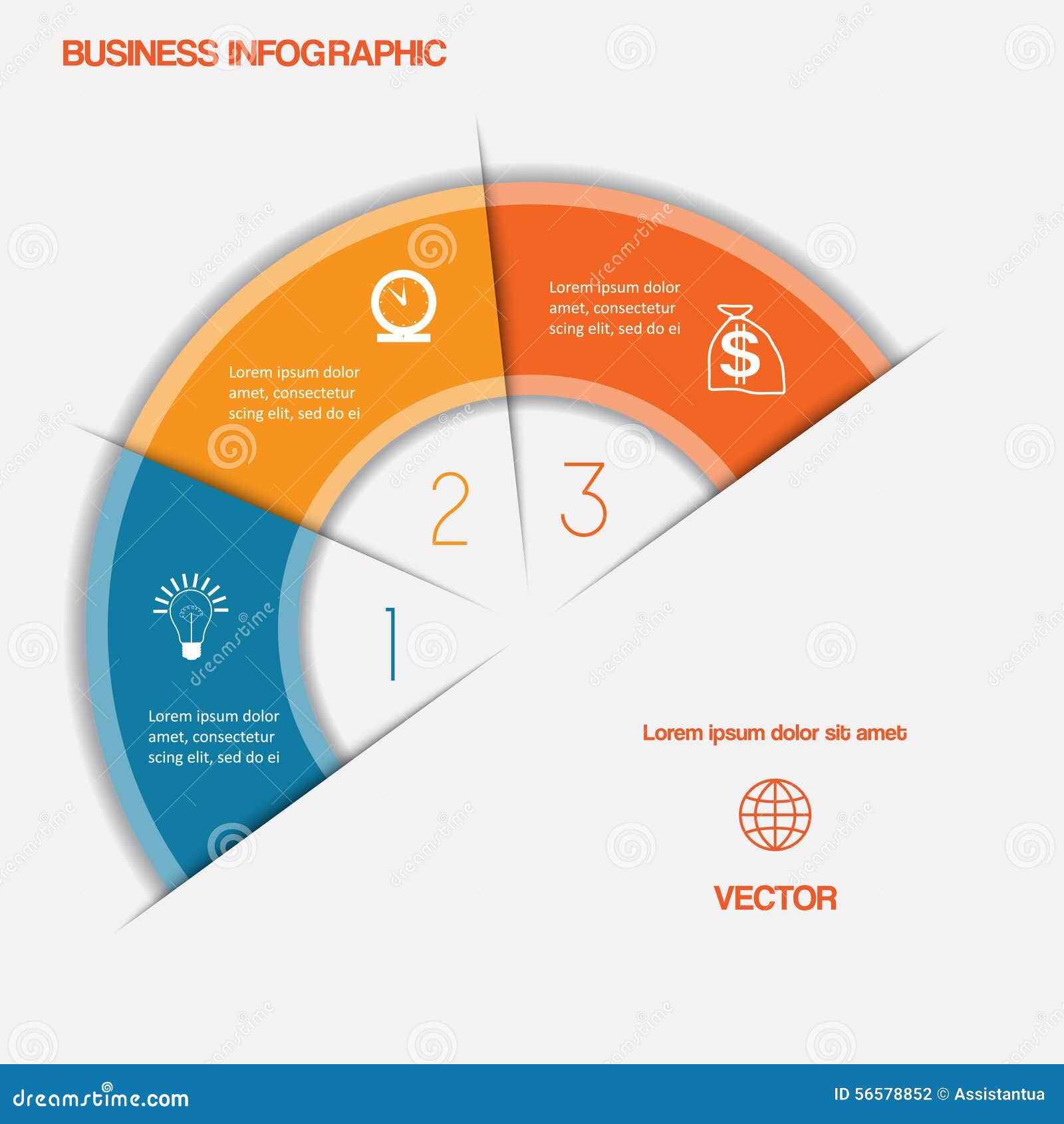 Infographic Semicircle Template With 3 Options. Can Be Used As A Chart ...
