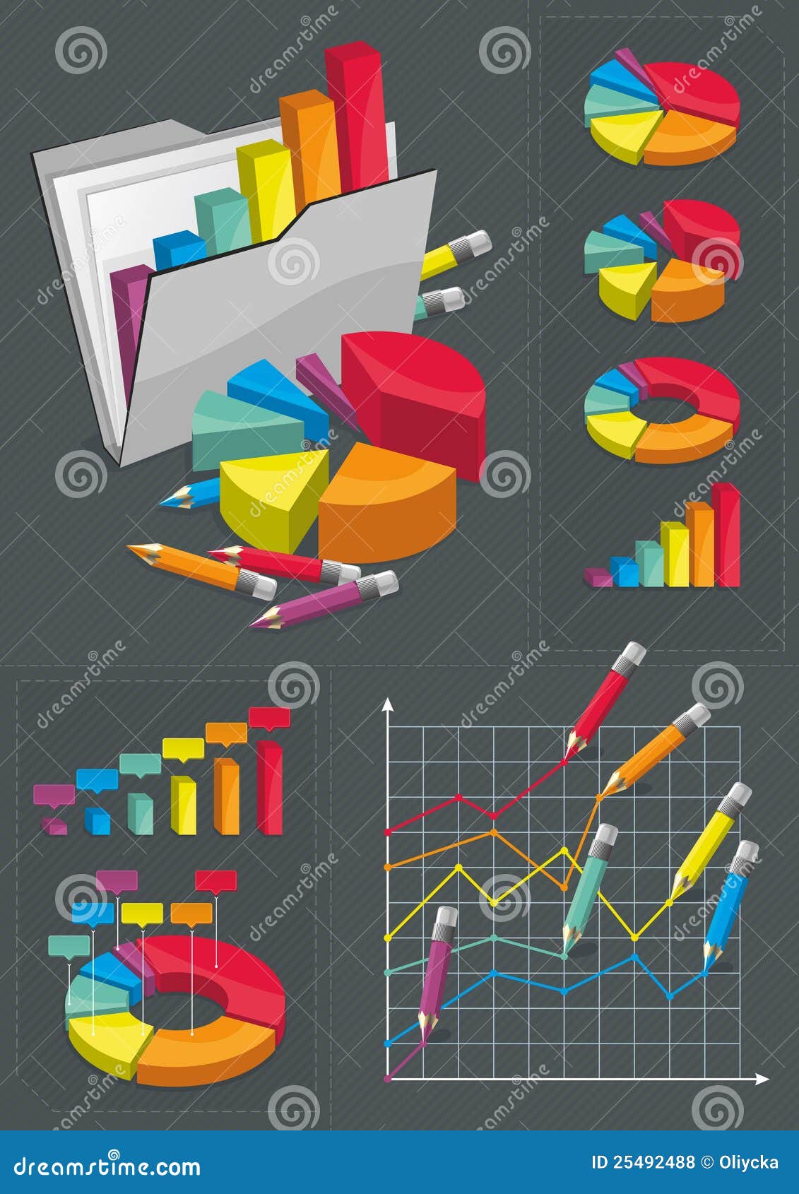 Infographic Set - Colorful Charts Stock Vector - Illustration of ...