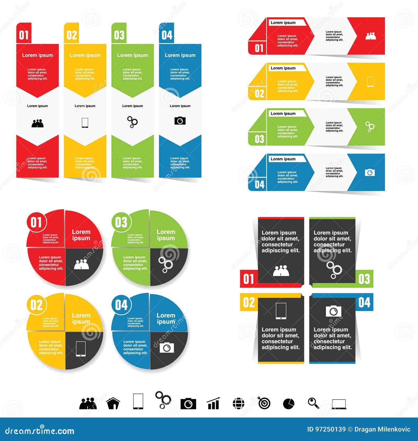 Infographic Set with Symbol in Color Set Illustration Stock Vector ...