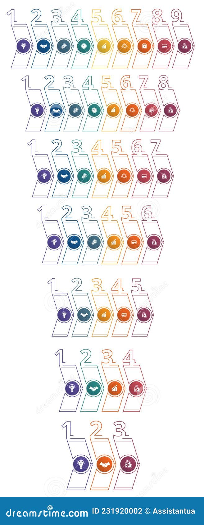 Infographic Sets of Numbered Arrows Stock Vector - Illustration of ...