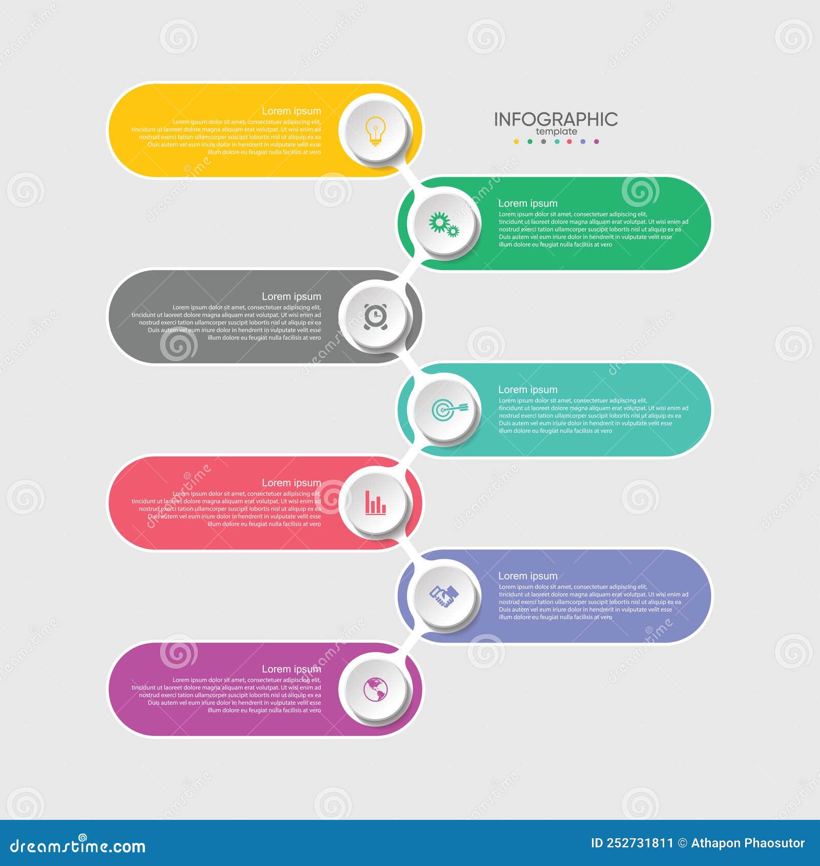 Infographic Seven Steps Element Flat Design Stock Vector - Illustration ...