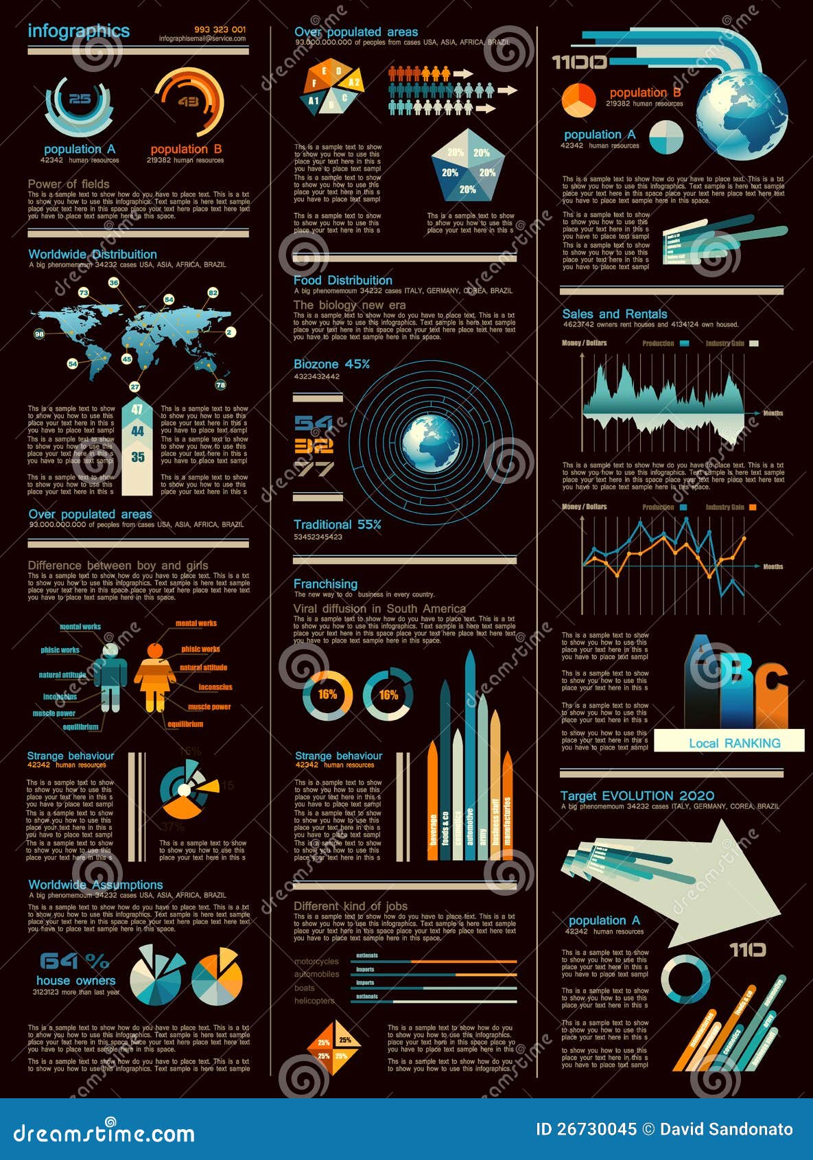 Infographic Sheet Dark Version Stock Illustration - Illustration of ...