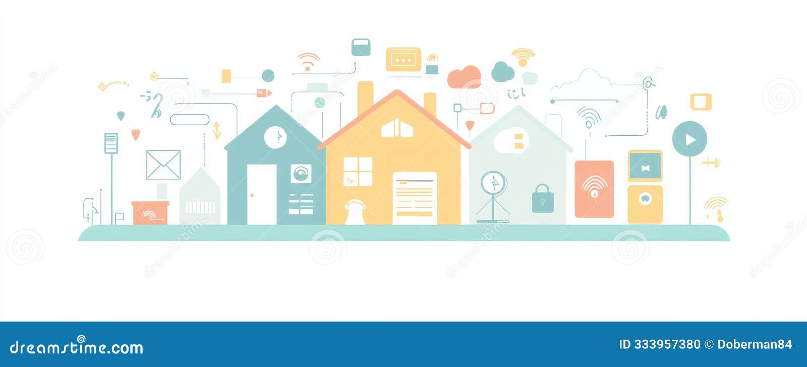 Flat Design Infographic Illustrating Smart Home Technology with ...