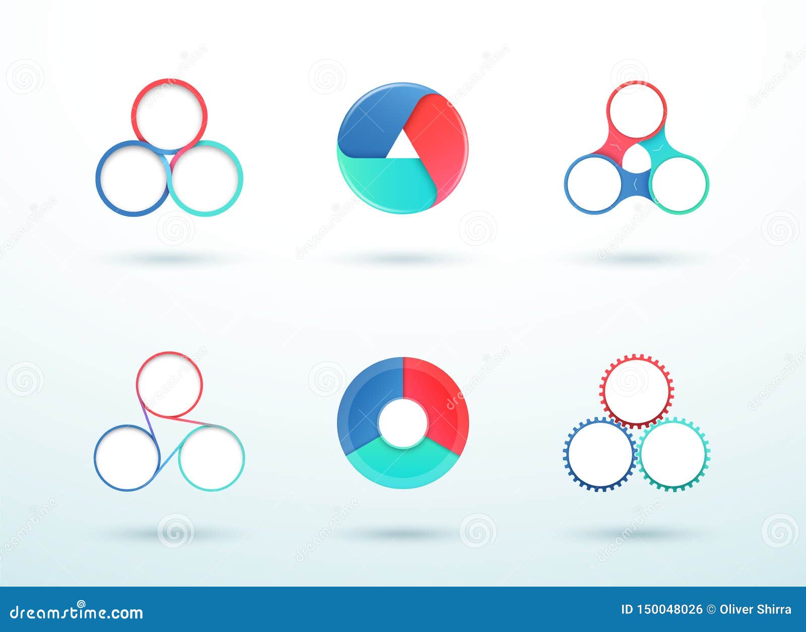 3 Point Connected Circle Cycle Diagram Vector Set Stock Vector ...