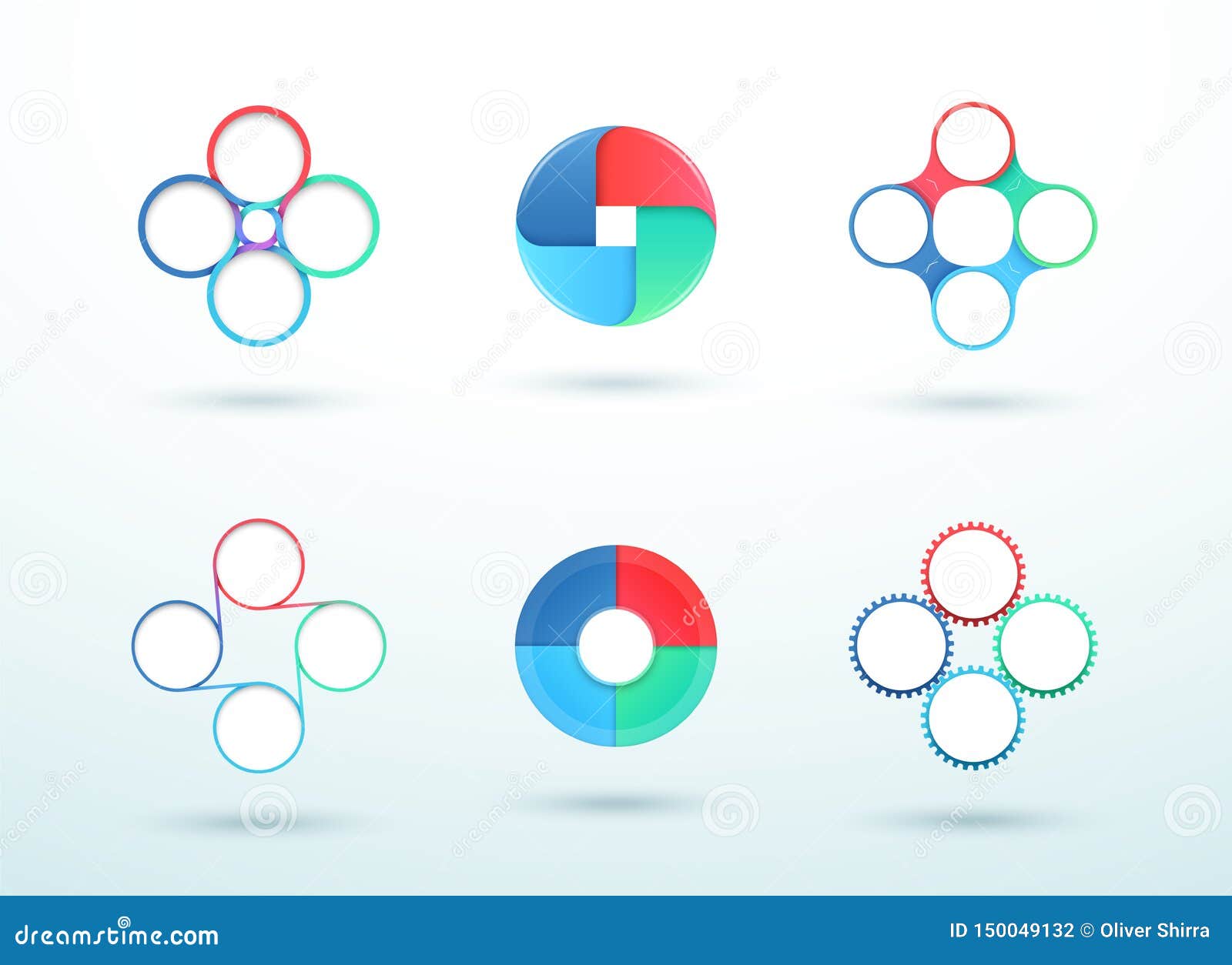 4 Point Connected Circle Cycle Diagram Vector Set Stock Vector ...