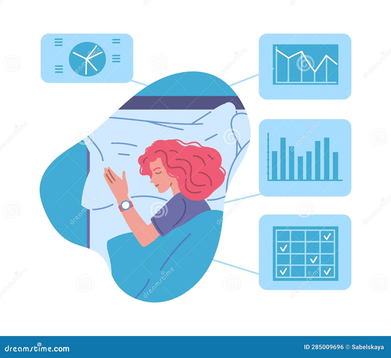 Infographic about Sleep Tracking Flat Style, Vector Illustration Stock ...