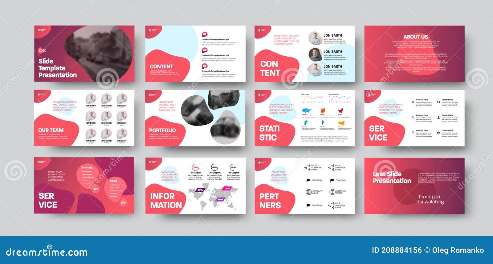 Infographic Slides Presentation with Pink Abstract Design for Use in ...