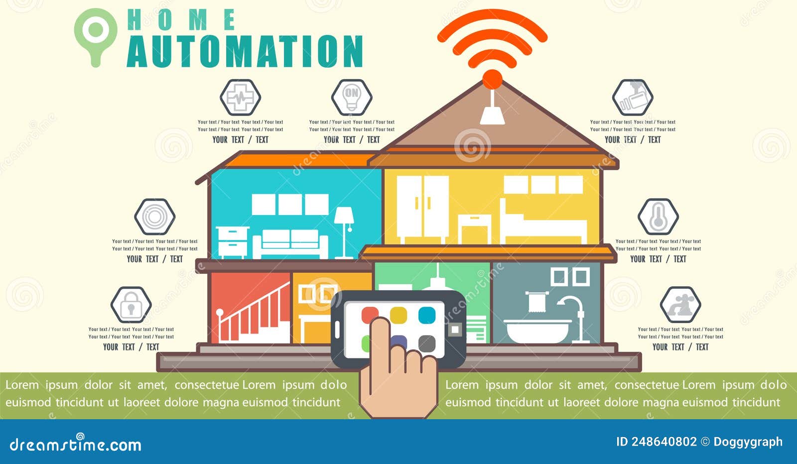 Infographic Smart House Technology System with Cutaway Diagram, Vector ...