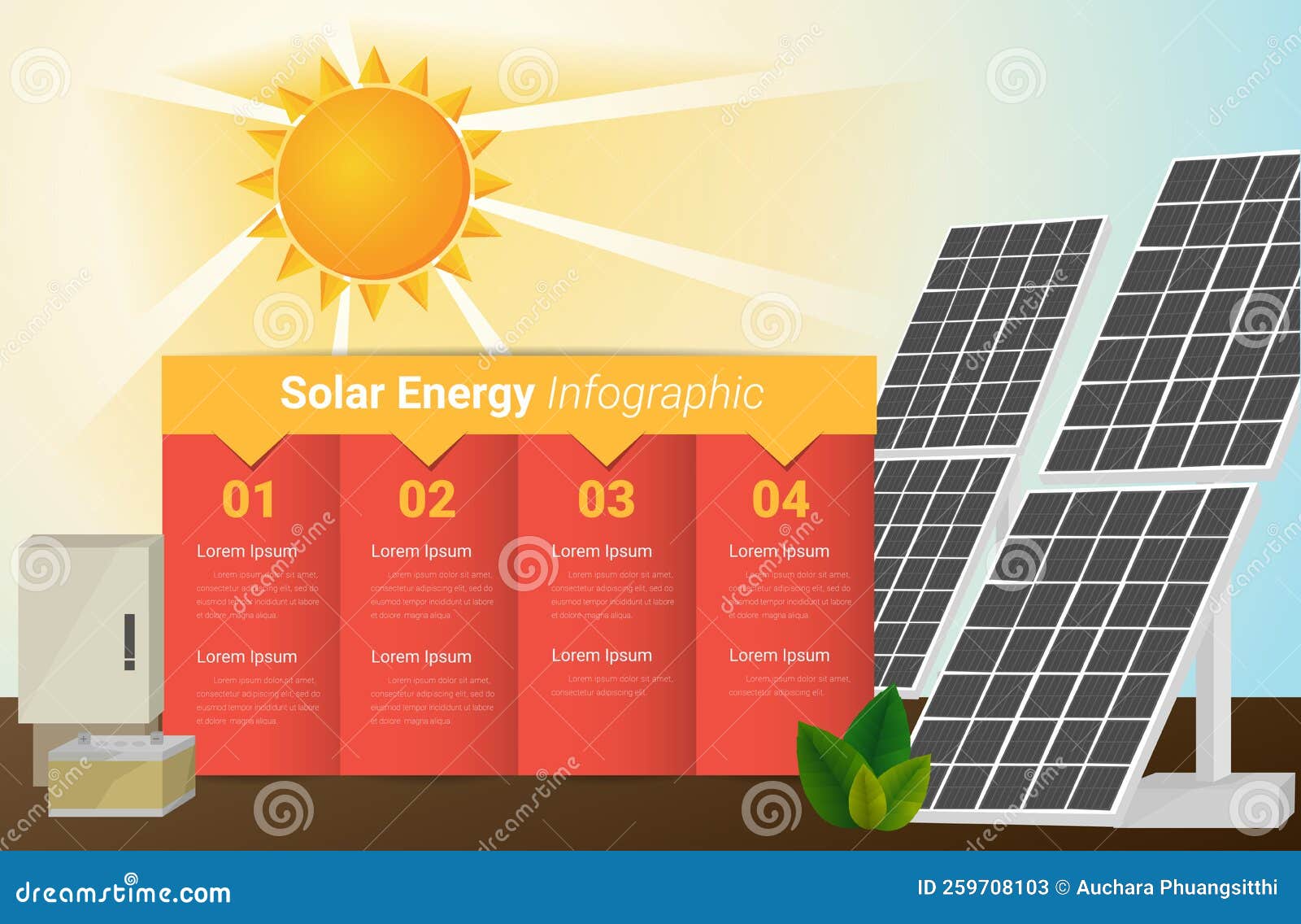 Infographic Solar Panel Whit 4 Step, Environmental Vector Concept ...