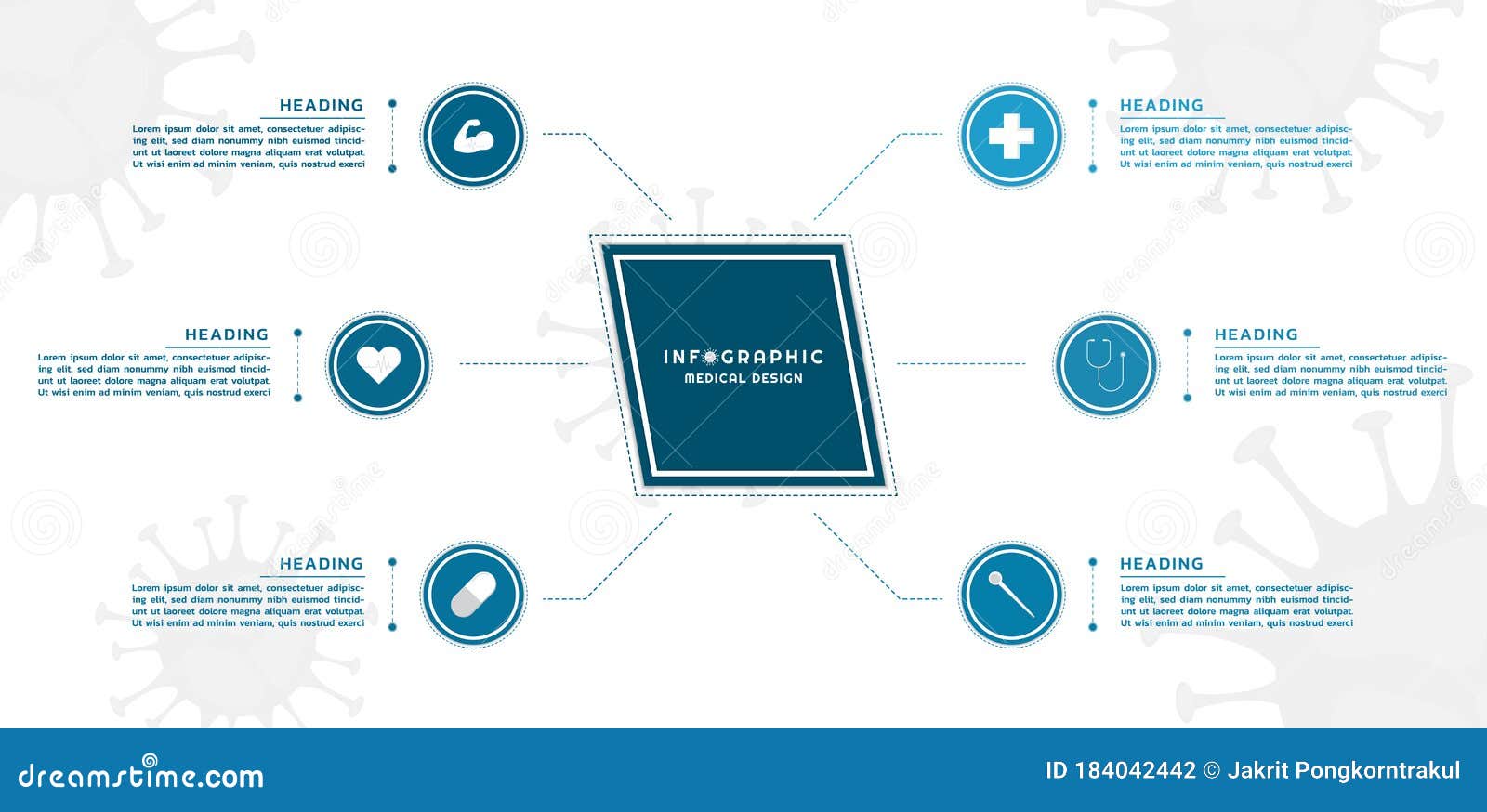 Infographic Square And Circle Shape Design Icon For Medical Mind Map ...