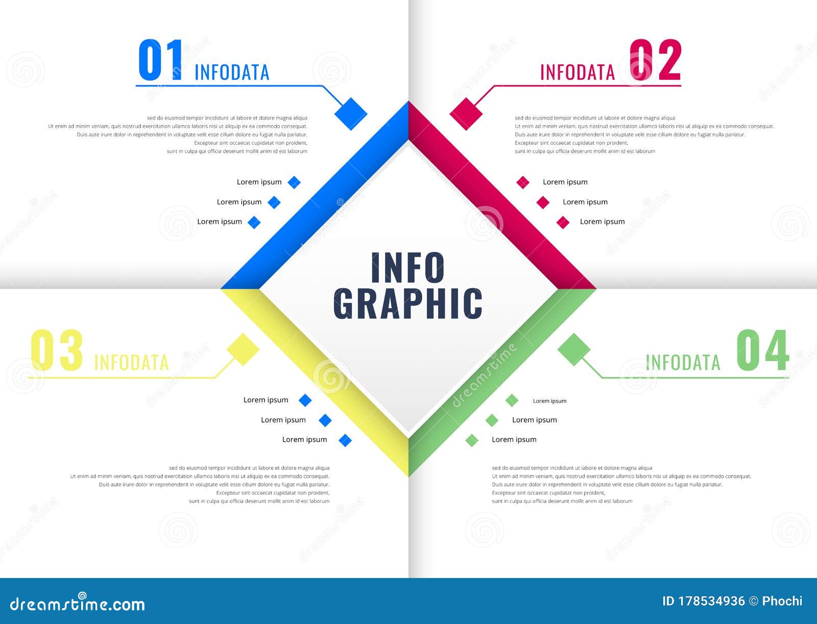 Infographic Square Template In Puzzle Style. Vector Cycle Diagram With ...