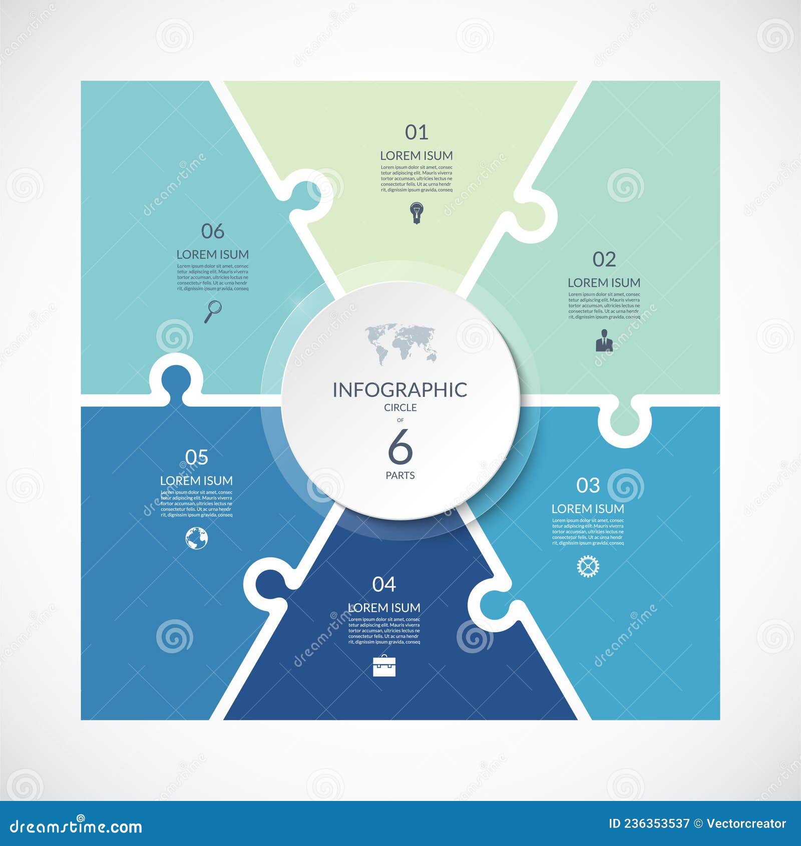 Infographic Square Template In Puzzle Style. Vector Cycle Diagram With ... Infographic Square Template In Puzzle Style. Vector Cycle Diagram With ...