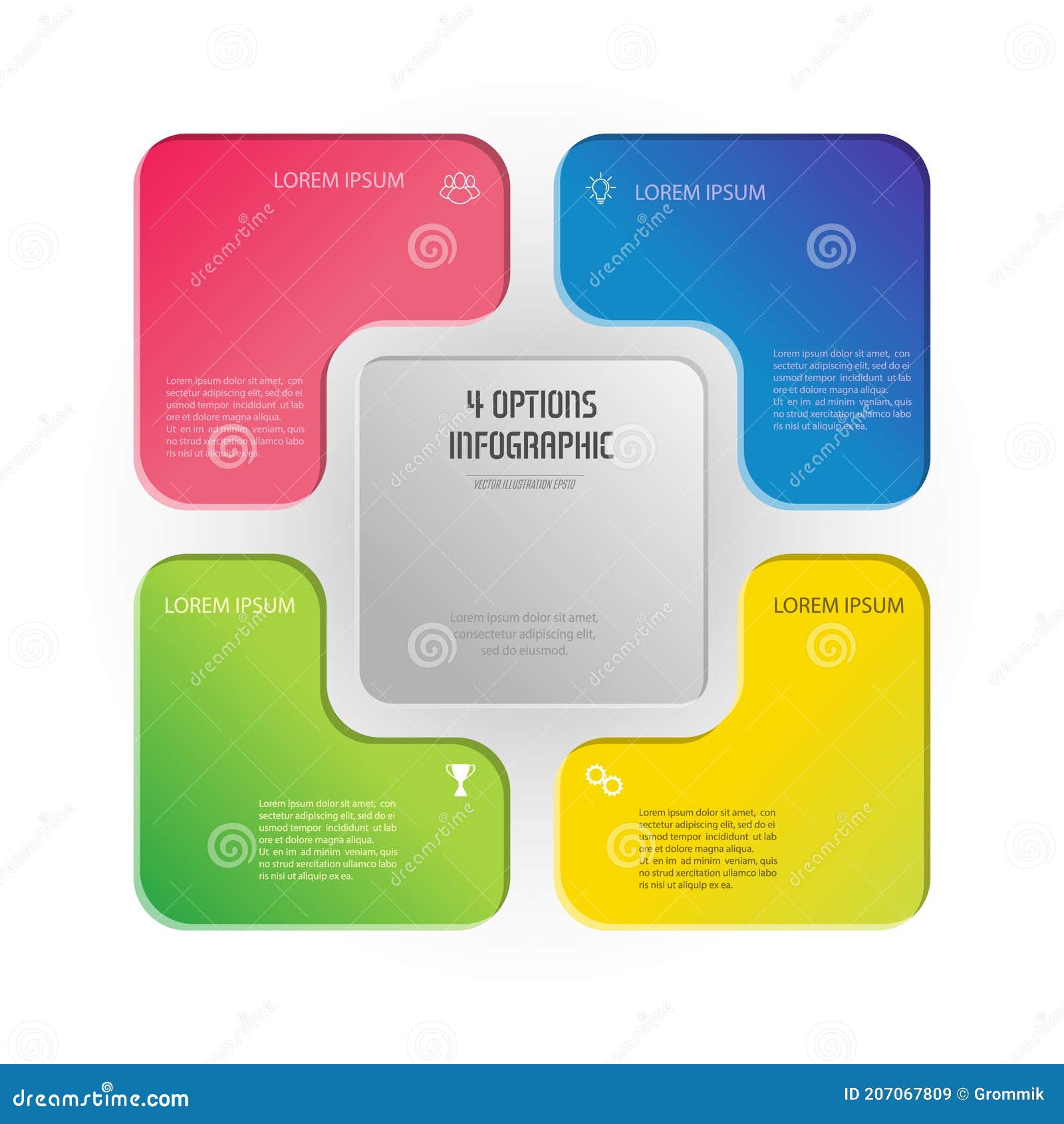 Infographic Square. the Triangle Diagram is Divided into 4 Parts Stock ...