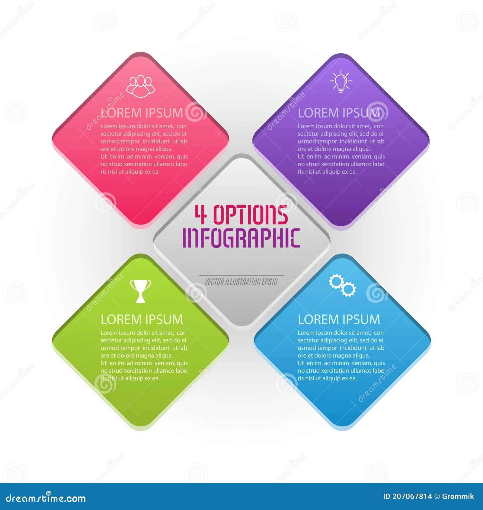 Infographic Square. the Triangle Diagram is Divided into 4 Parts Stock ...