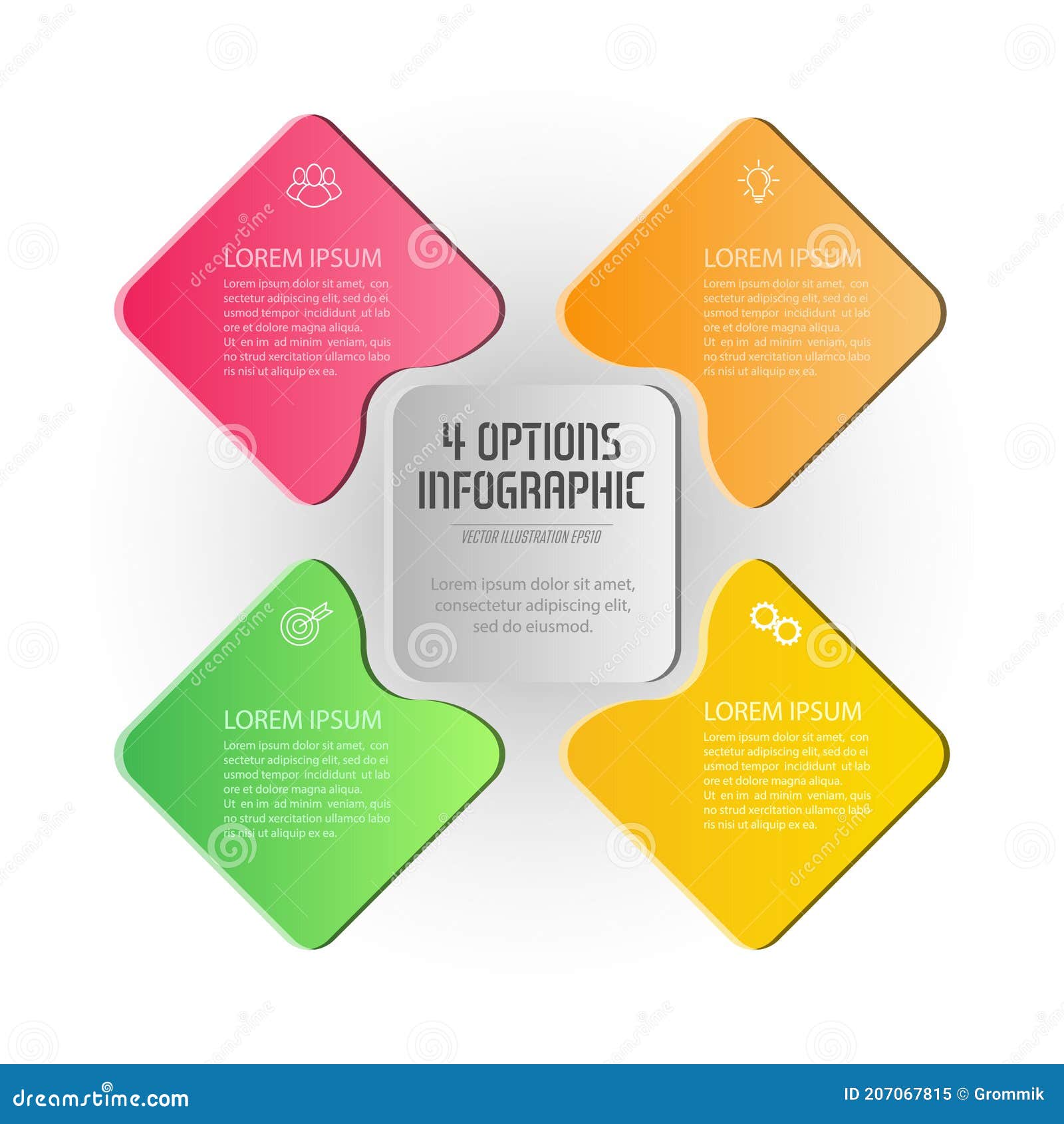 Infographic Square. the Triangle Diagram is Divided into 4 Parts Stock ...