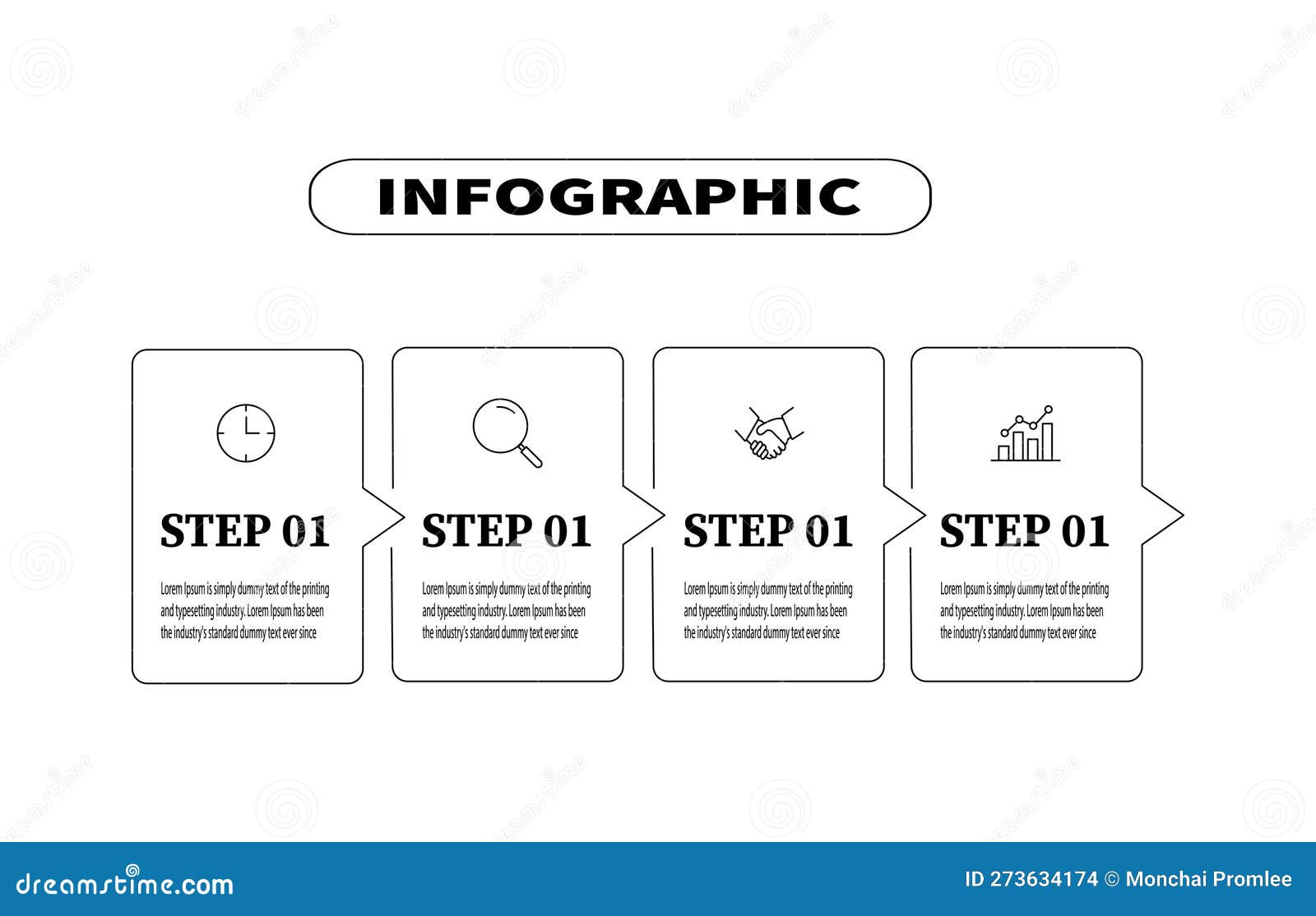 The Infographic for the Square Vectors Template of Four Elements ...