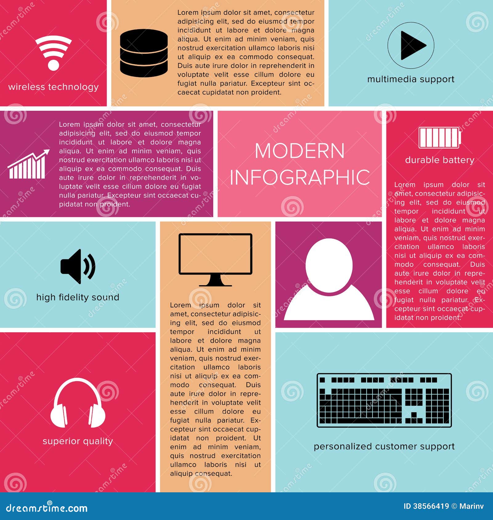 Infographic Squares Template with Place for Custom Stock Vector ...