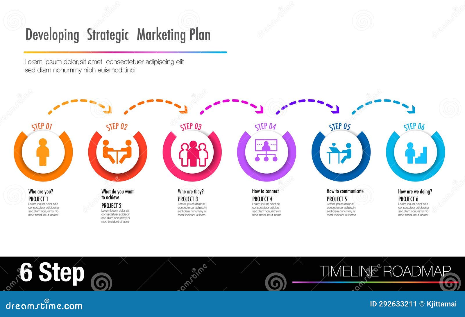 Clean Design of Infographic 6 Step Template Stock Vector - Illustration ...
