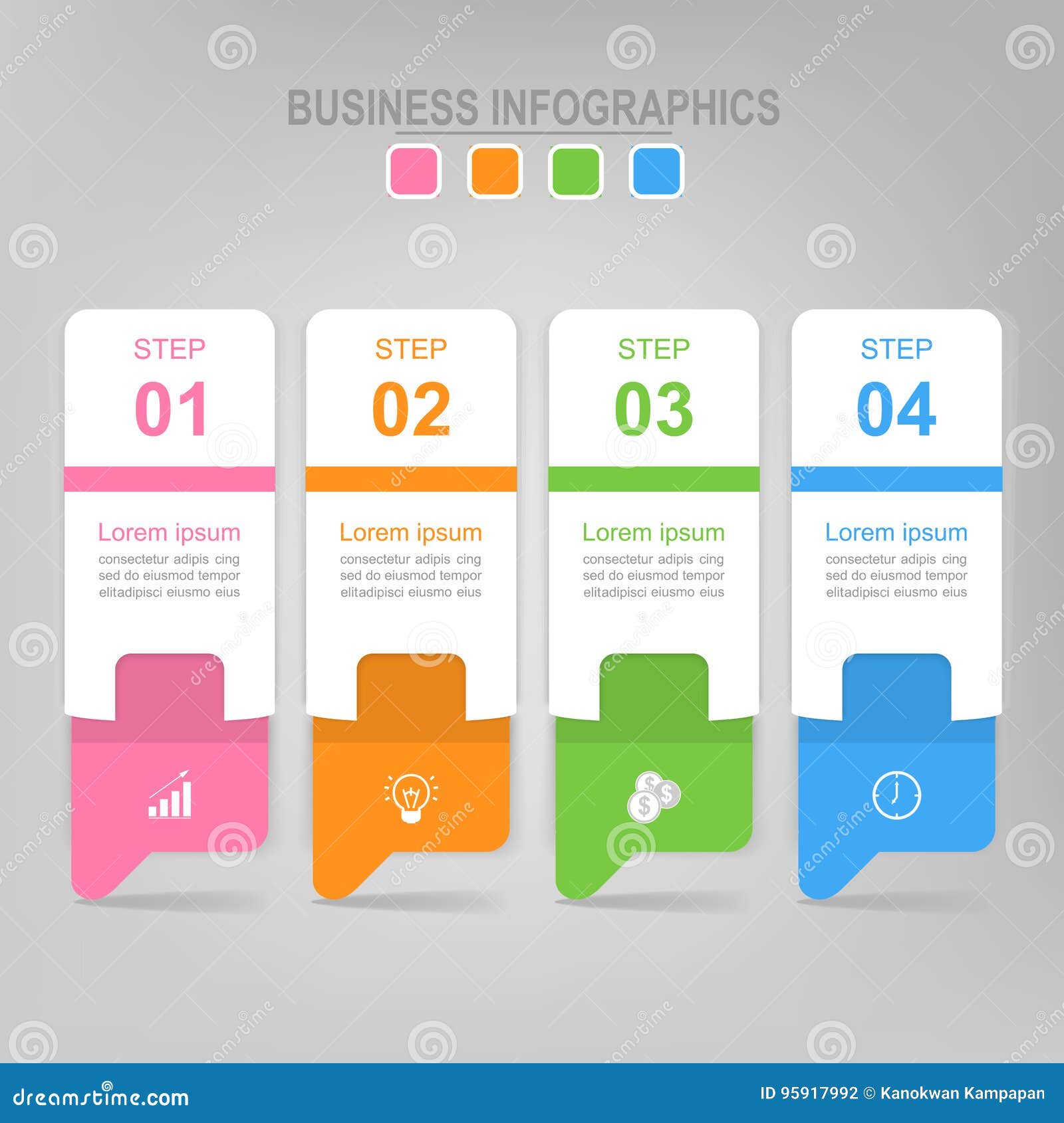 Infographic of Step, Flat Design of Business Icon Vector Stock Vector ...