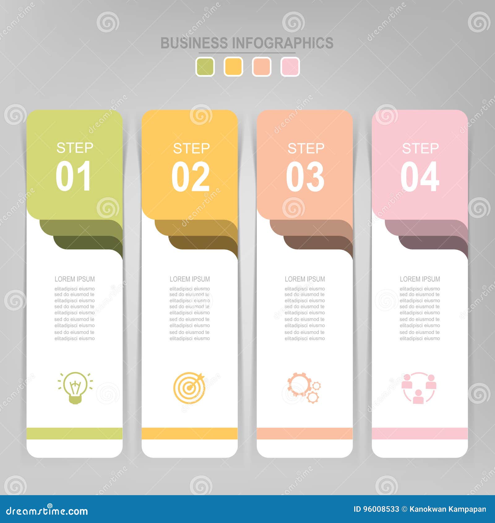 Infographic of Step, Flat Design of Business Icon Vector Stock Vector ...