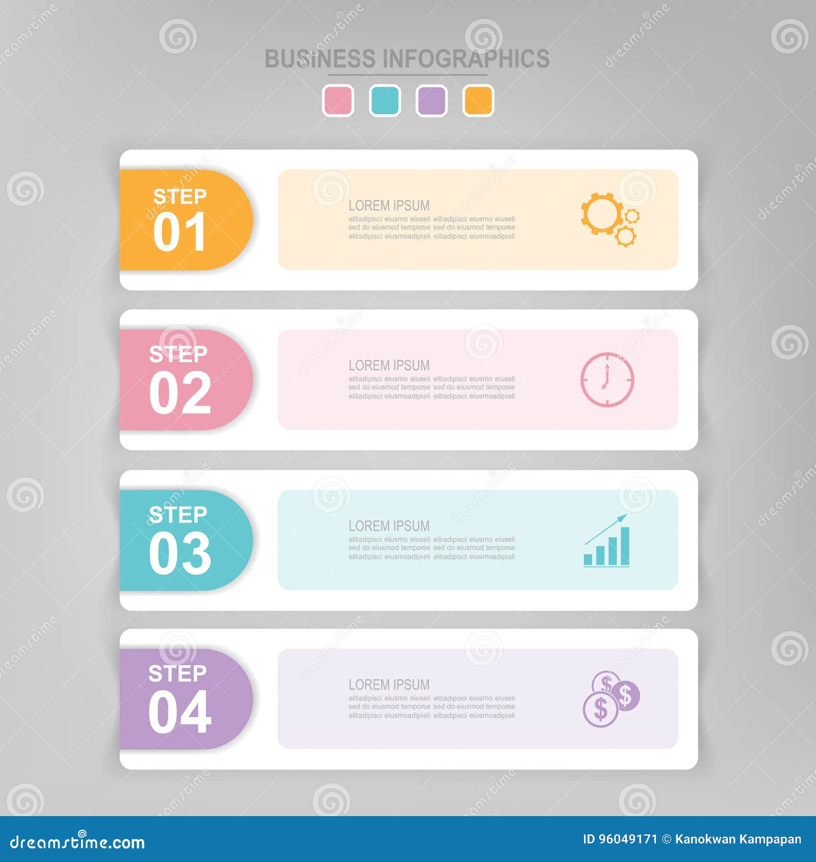 Infographic of Step, Flat Design of Business Icon Vector Stock Vector ...